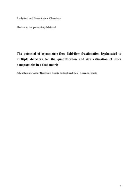 Pdf The Potential Of Asymmetric Flow Field Flow Fractionation Hyphenated To Multiple Detectors