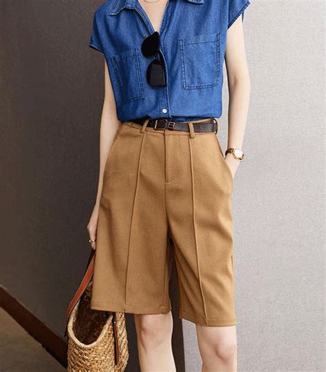 버뮤다 팬츠 브라운카키 5부 바지 숏 슬랙스 여름 정장 캐쥬얼 린넨 벨티드 반바지 스트레이트 포켓 미니 슬렉스 여름반바지 정장반바지 5부팬츠 핀턱반바지 기본 슬림 일자