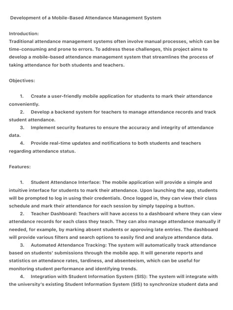Development Of A Mobile Based Attendance Management System Pdf
