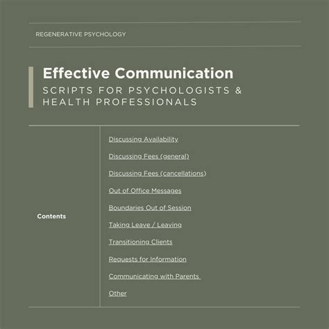 Communication Scripts Regenerative Psychology Professionals