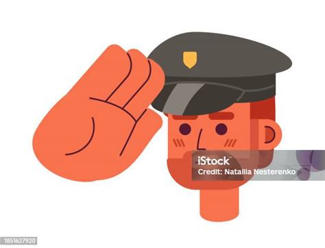 백인 경찰관 경례 2d 벡터 아바타 그림 2차 도형에 대한 스톡 벡터 아트 및 기타 이미지 2차 도형 가공의 인물 감시 Istock