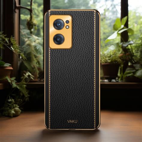 Vaku ® Oppo Reno7 5g Luxemberg Series Leather Stitched Gold