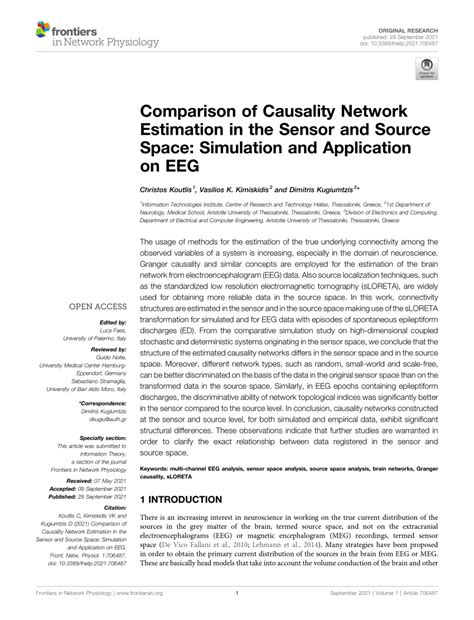 Pdf Comparison Of Causality Network Estimation In The Sensor And