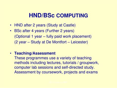 Ppt Higher Education At Castle Hnd Computing Powerpoint Presentation