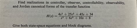 Solved Find Realizations In Controller Observer
