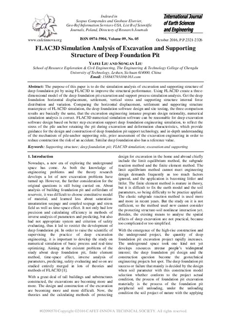 pdf flac3d simulation analysis of excavation and supporting structure