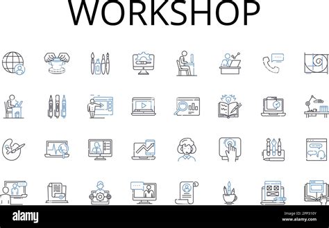 Workshop line icons collection. Conference, Seminar, Meeting, Symposium, Summit, Gathering ...
