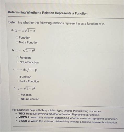 Solved Determine Whether The Following Relations Represent Y