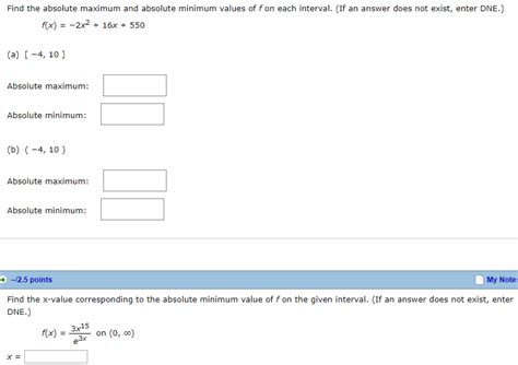 solved find the absolute maximum and absolute minimum values