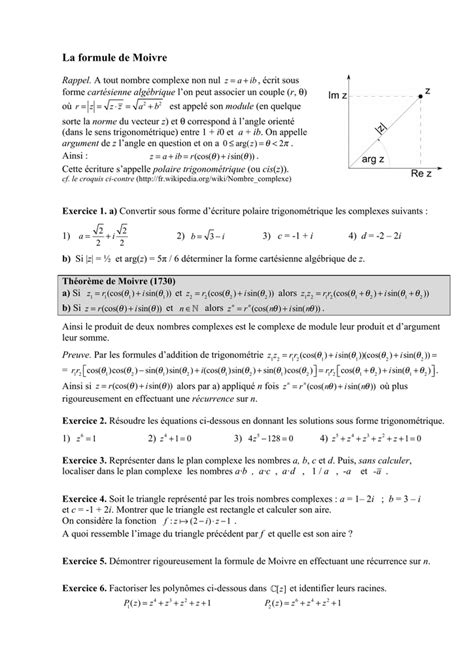 La Formule De Moivre Et La Formule D Euler