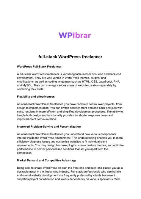 Ppt Full Stack Wordpress Freelancer Powerpoint Presentation Free