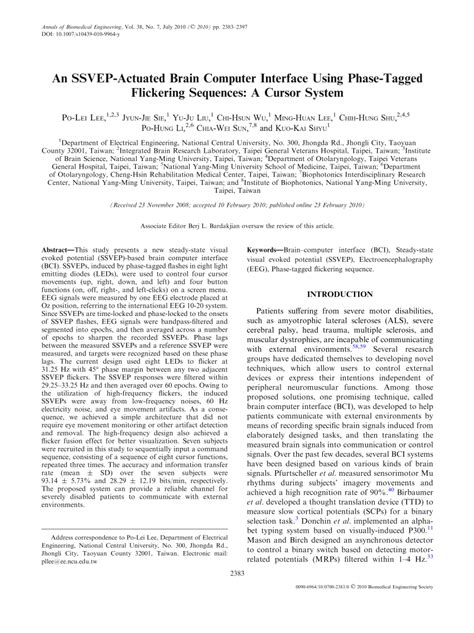 Pdf An Ssvep Actuated Brain Computer Interface Using Phase Tagged Flickering Sequences A