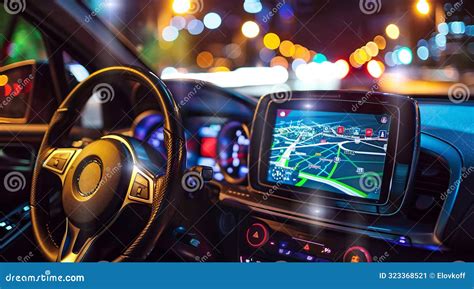 Smart Navigation Technology Gps System On The Dashboard Stock Image