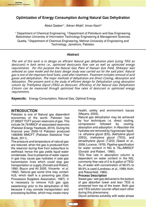 PDF Optimization Of Energy Consumption During Natural Gas Dehydration