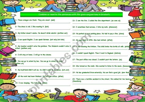 Conjunctions Part 1 Esl Worksheet By Exiliser