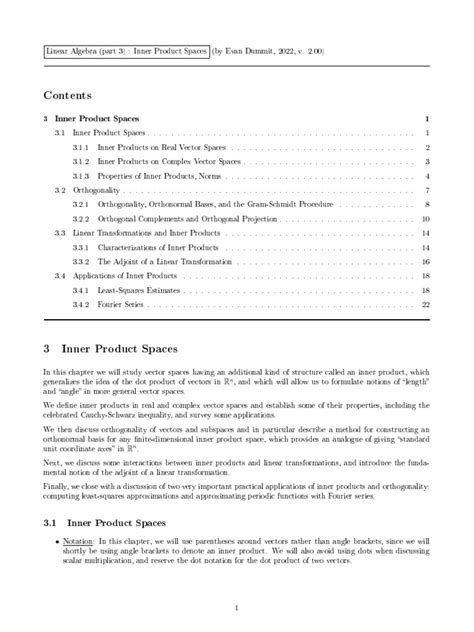 Linalgthy 3 Inner Product Spaces Pdf Basis Linear Algebra Vector Space