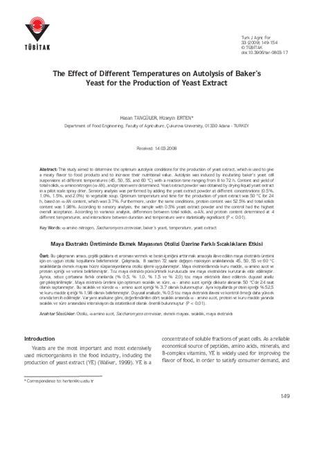 Pdf Utilisation Of Spent Brewers Yeast For Yeast Extract Production By Autolysis The Effect