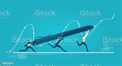 펜으로 운영하는 비즈니스 인은 성공의 상징으로 긍정적 인 성장 선을 그립니다 개념에 대한 스톡 벡터 아트 및 기타 이미지 개념 사람들 경영자 Istock