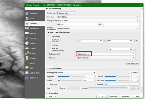 How To Set In Qgis For A Loaded Raster Layer Settings Style Minmax