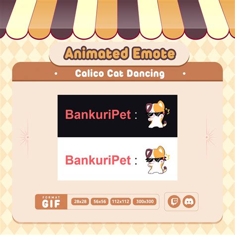 Animated Calico Cat Dancing Emote Dancing Cat Twitch Discord Streaming Kawaii Cute Cat