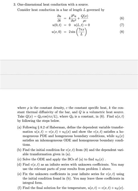 Solved 3 One Dimensional Heat Conduction With A Source