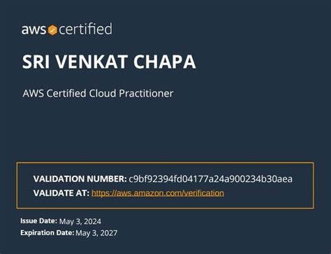 Sri Venkat Chapa On Linkedin Aws Awscertified Cloudpractitioner