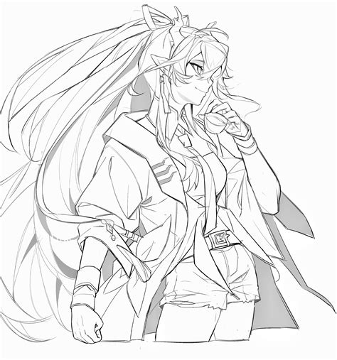 Ling Arknights Drawn By Zhu He Xiansheng Danbooru