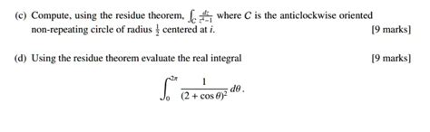 solved c compute using the residue theorem je where c is the
