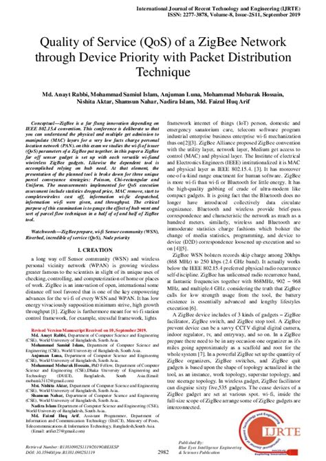 Pdf Quality Of Service Qos Of A Zigbee Network Through Device Priority With Packet