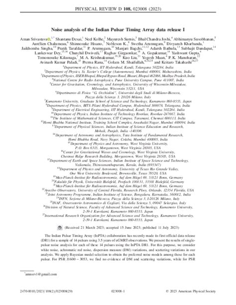 Pdf Noise Analysis Of The Indian Pulsar Timing Array Data Release I