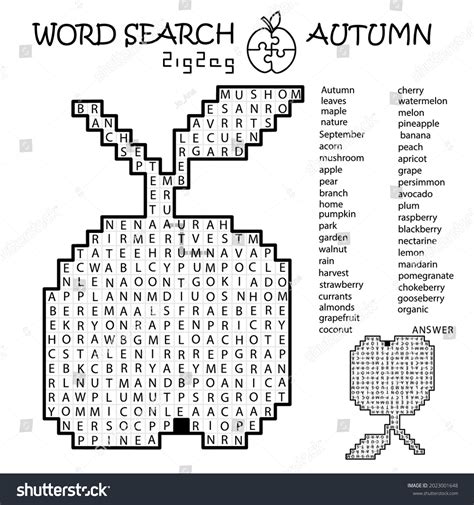 Zigzag Word Search Crossword Apple Leaf Stock Vector Royalty Free 2023001648 Shutterstock