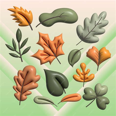 Premium Vector Set Of Leaf 3d Collection