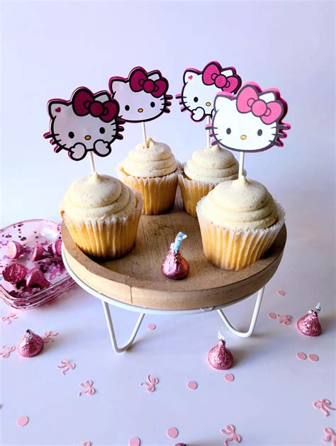 Hello Kitty Cupcake Toppers Set Of 12 L Birthday Cupcake Toppers Etsy