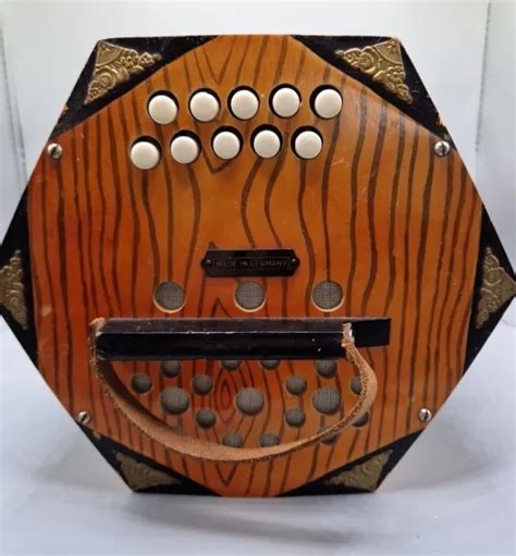 Scholer Concertina 21 Button Accordion Vintage Instrument German Made £