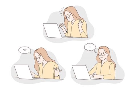 컴퓨터 작업 개념 프리미엄 벡터