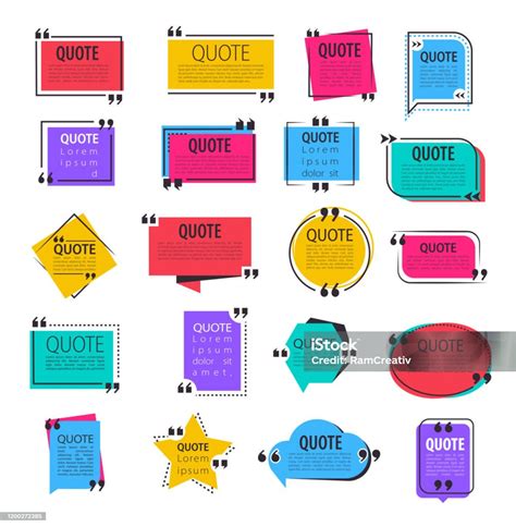 컬러 견적 프레임입니다 따옴표와 텍스트 정보 종이 음성 거품 기포에 대한 스톡 벡터 아트 및 기타 이미지 기포 대화 풍선