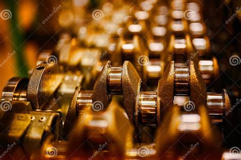 Automotive Engine Assembly Line Set Of Crankshaft Ready To Be Assembled On Assembly Line Stock