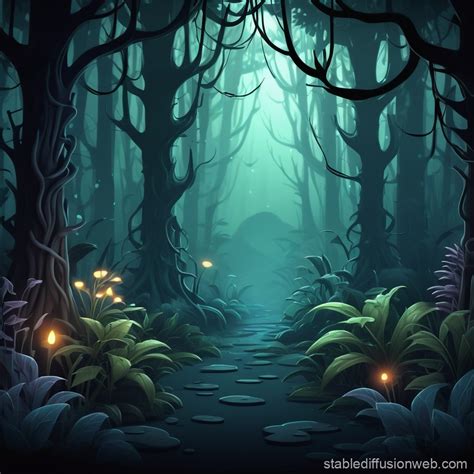 Dark Cartoon Forest