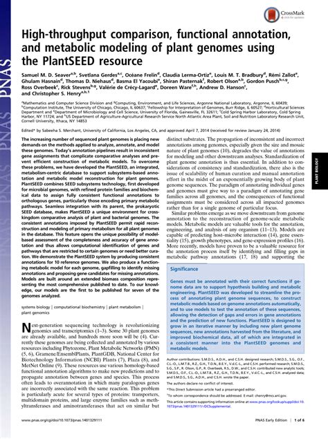 Pdf High Throughput Comparison Functional Annotation And Metabolic