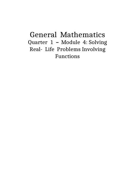 Gen Math11 Q1 Mod4 Solving Real Life Problems Involving Functions 08082020 Pdf Function