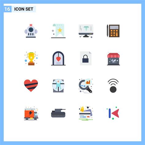 Group Of 16 Modern Flat Colors Set For Financial Calculation Design Calculate Accounting