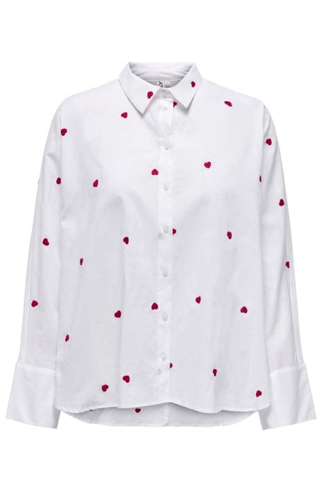 Onlnew Lina Grace Ls Emb Shirt Noos 15283743 Only Blouse Bright Whiteheart