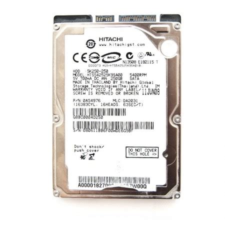 Hitachi HTS542525K9SA00 250GB SATA 2,5" használt laptop winchester