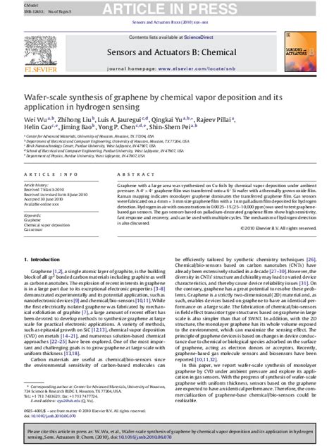 Pdf Wafer Scale Synthesis Of Graphene By Chemical Vapor Deposition And Its Application In