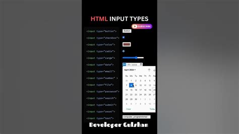 Html Input Tag Developer Gulshan Code Coding Learnhtml5andcss3