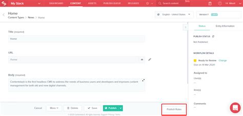 Send An Entry For Publish Or Unpublish Approval