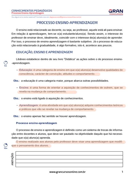 Processo Ensino Aprendizagem Pdf Aprendizado Pedagogia