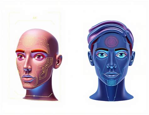 3d Face Recognition Set Biometric Id Facial Scanning And Cyber Security