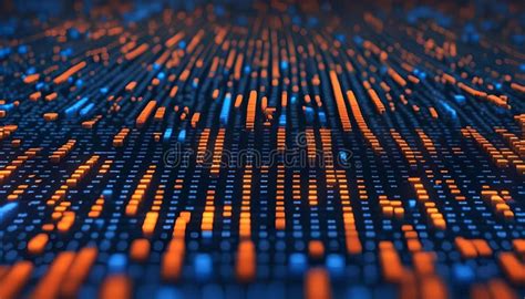 Blue And Orange Digital Led Cells On Digital Display Or Screen Background Generative Ai Stock