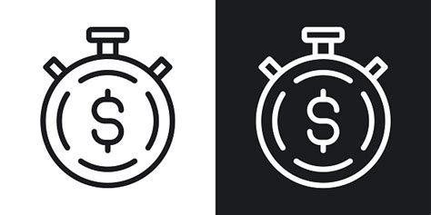 시간은 돈 개념 아이콘입니다 내부에 달러 기호와 스톱워치 흑백 배경에 심플한 투톤 벡터 일러스트레이션 시간은 돈이다에 대한 스톡 벡터 아트 및 기타 이미지 Istock